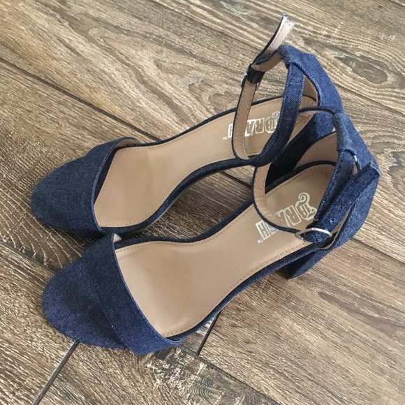 Brash | Shoes | Brash Denim Style Block Heel Sandals | Poshmark